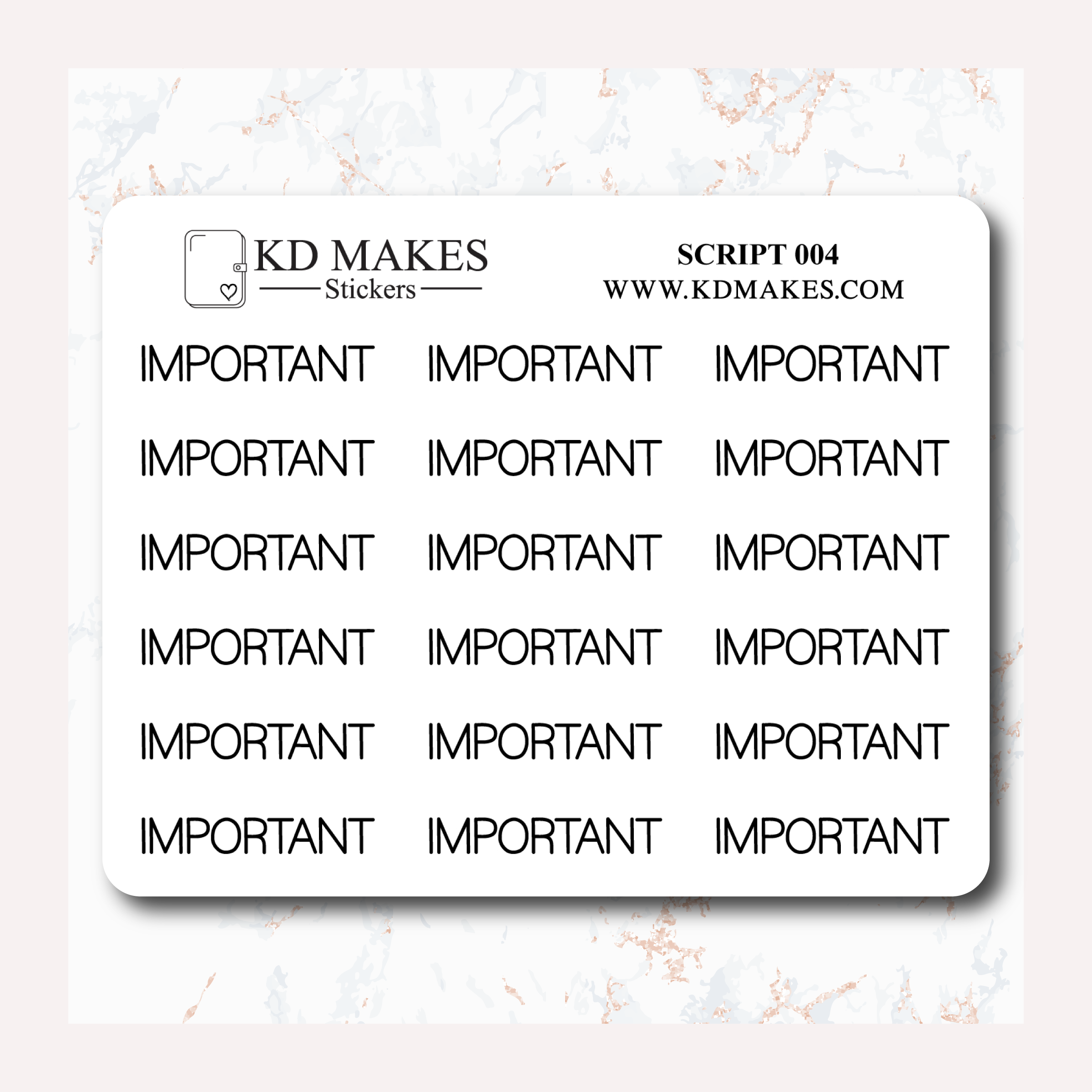 IMPORTANT - SCRIPT 004 – KD Makes Limited