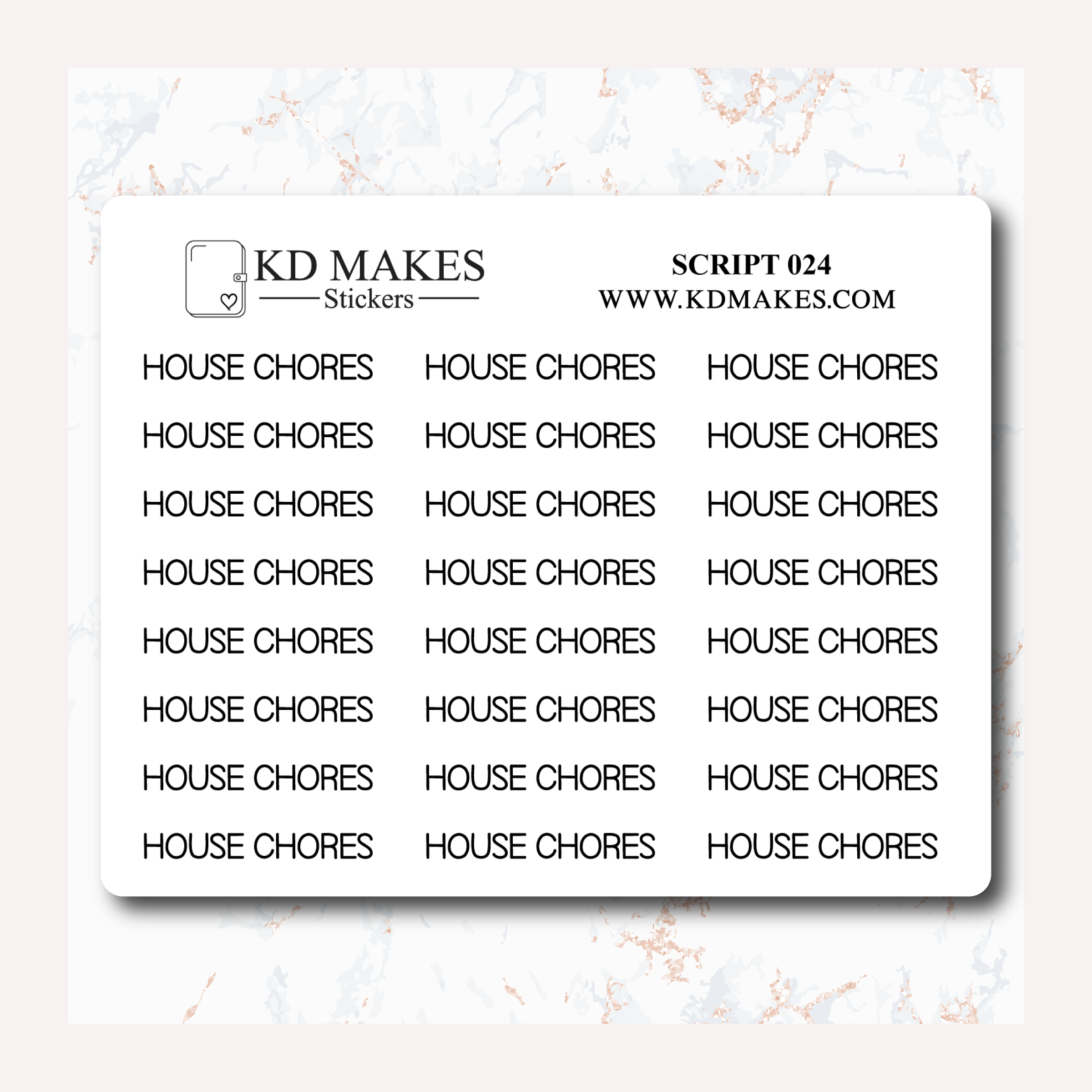 HOUSE CHORES - SCRIPT 024 – KD Makes Limited
